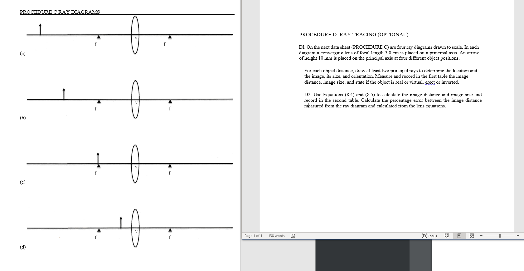 Solved PROCEDURE CRAY DIAGRAMS PROCEDURE D: RAY TRACING | Chegg.com
