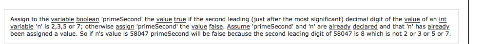 Solved Assign To The Variable Boolean Primesecond The