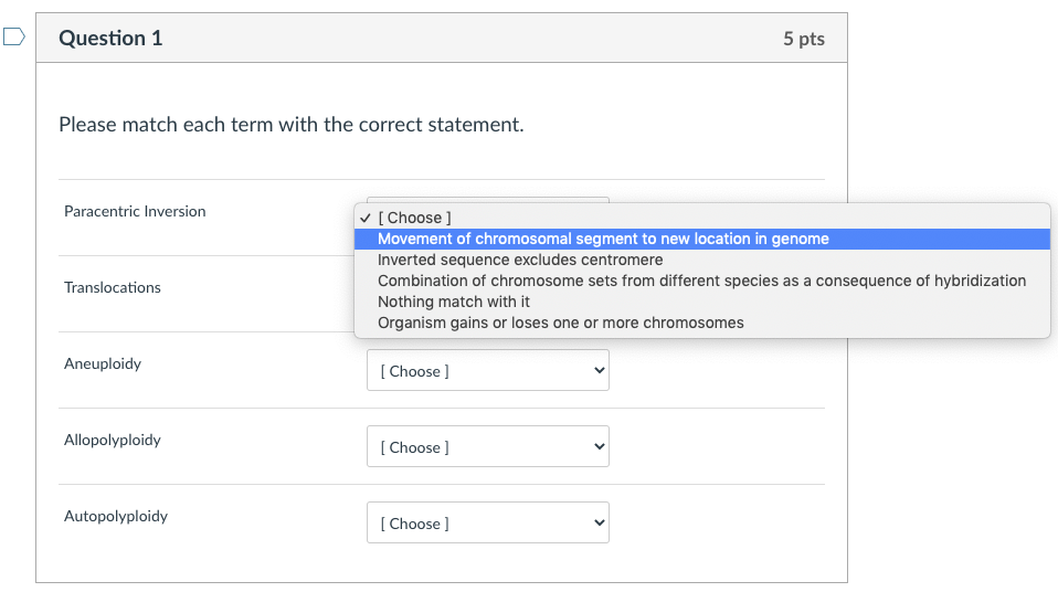 Solved Question 1 5 pts Please match each term with the | Chegg.com