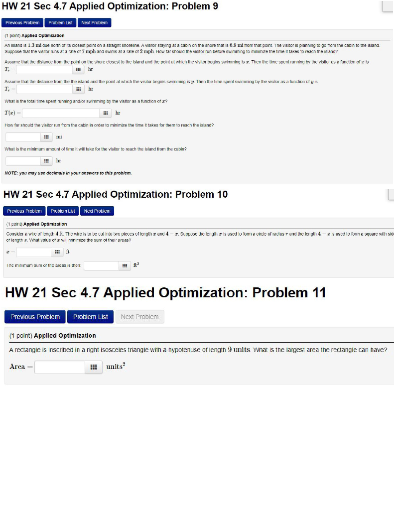 Solved HW 21 Sec 4.7 Applied Optimization: Problem 9 | Chegg.com