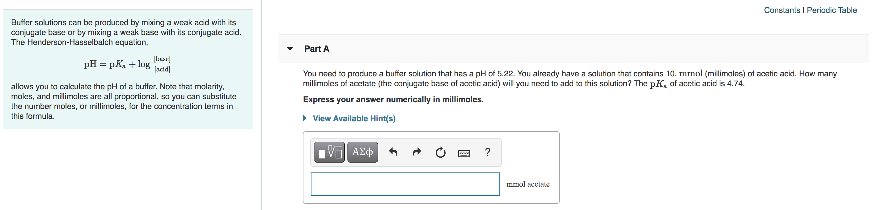 Solved Constants | Periodic Table Buffer solutions can be | Chegg.com
