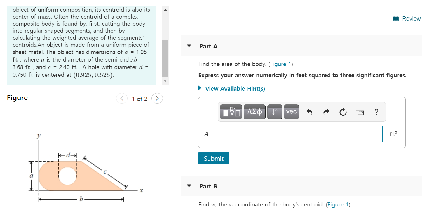 Solved Review object of uniform composition, its centroid is | Chegg.com