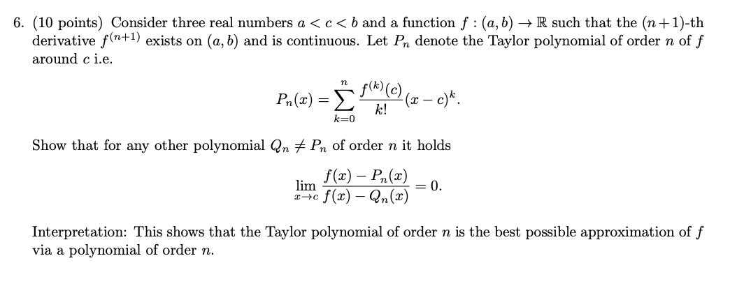 Solved 6. (10 points) Consider three real numbers a | Chegg.com