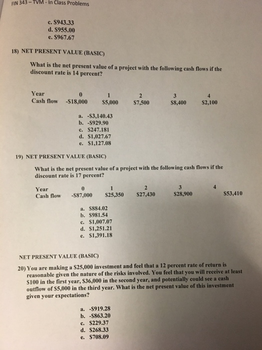 Solved NET PRESENT VALUE (BASIC) What is the net present | Chegg.com