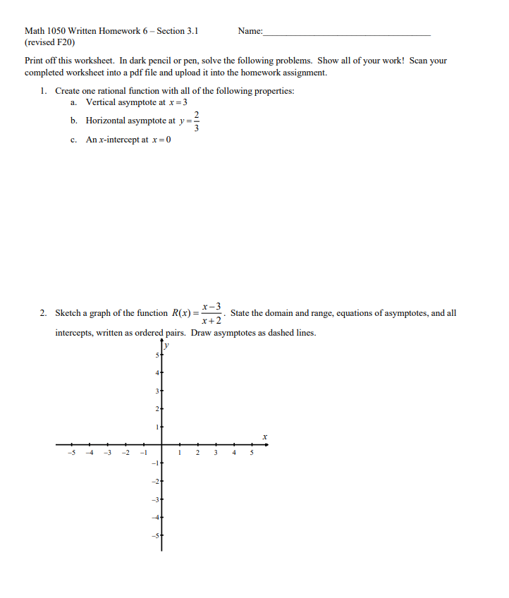 Solved Math 1050 Written Homework 6-Section 3.1 Name: | Chegg.com