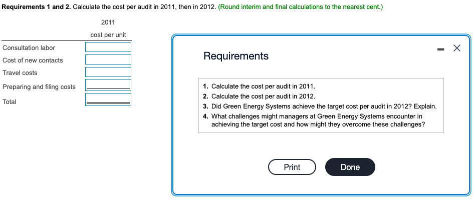 Solved Requirements 1. Calculate the cost per audit in | Chegg.com