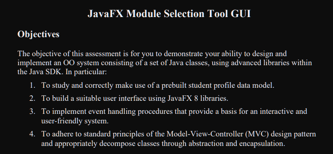 JavaFX Module Selection Tool GUI Objectives The | Chegg.com