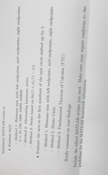 Solved Implement MATLAB codes to Evaluate In(2) Method 1: | Chegg.com