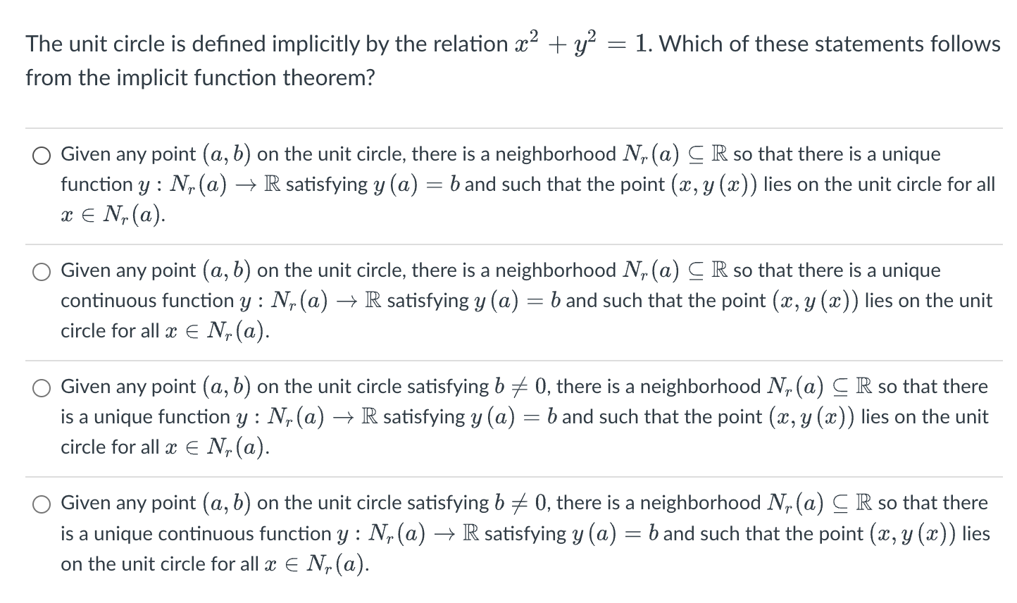 Solved = The unit circle is defined implicitly by the | Chegg.com
