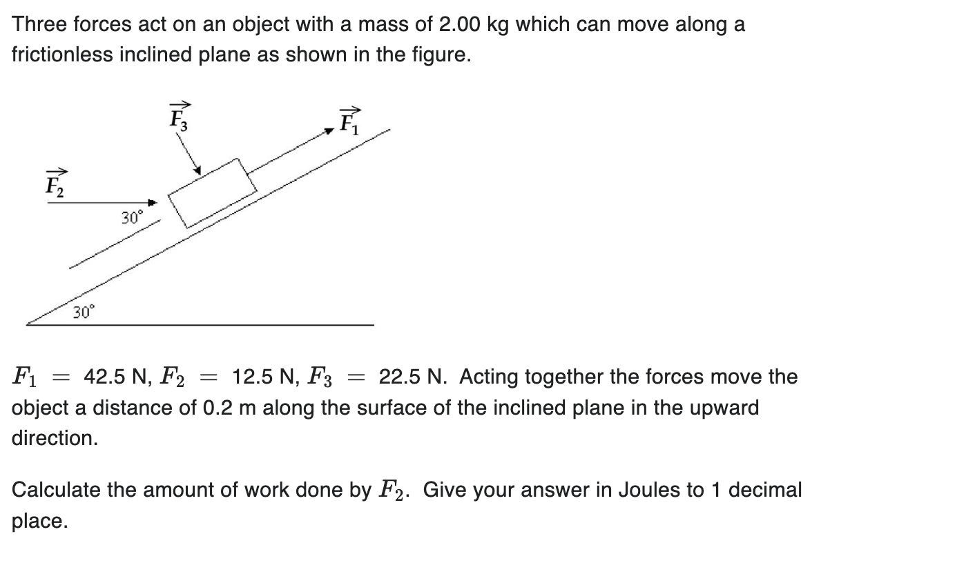 Solved Three forces act on an ﻿object with a mass of 2.00 kg | Chegg.com