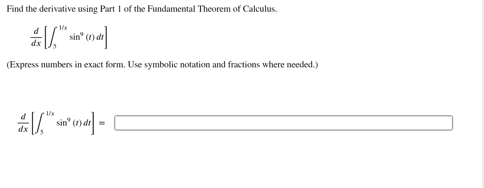 Solved Find the derivative using Part 1 ﻿of the Fundamental | Chegg.com