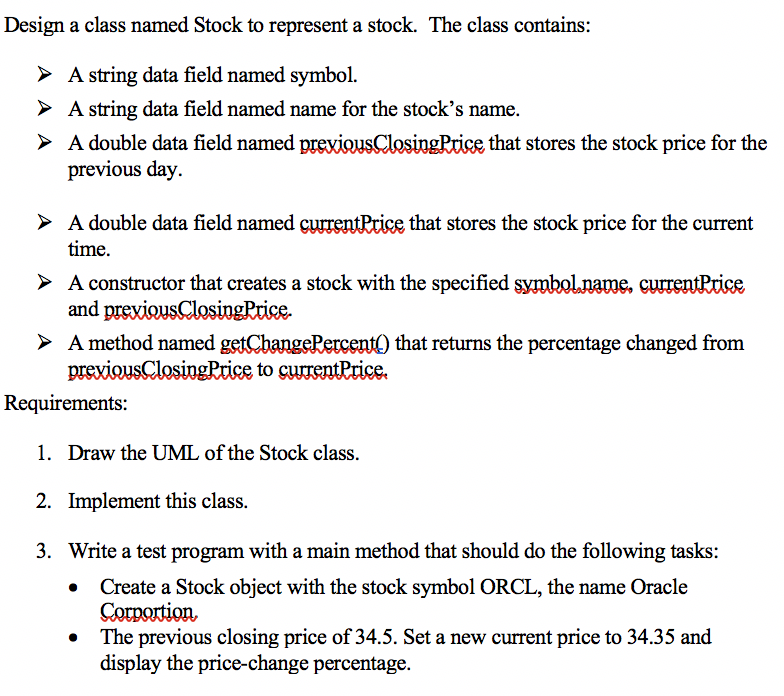 Solved Design A Class Named Stock To Represent A Stock The