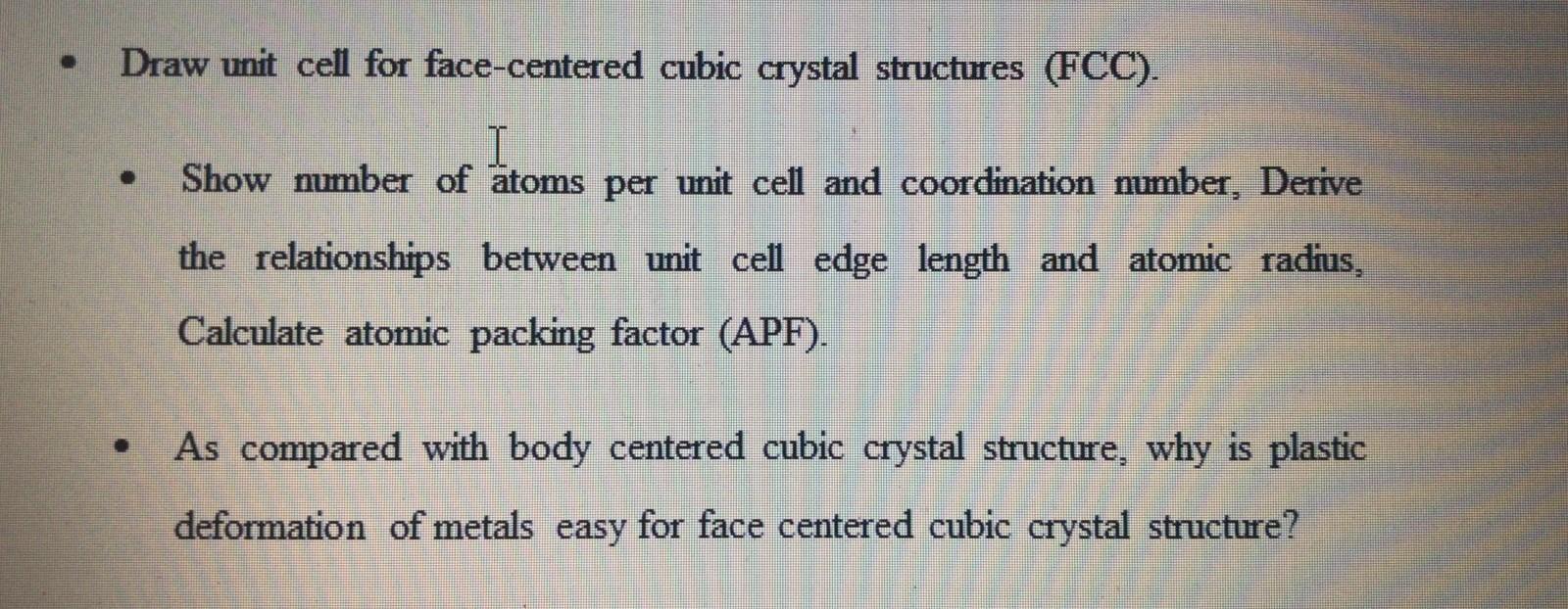 Solved Draw unit cell for face-centered cubic crystal | Chegg.com