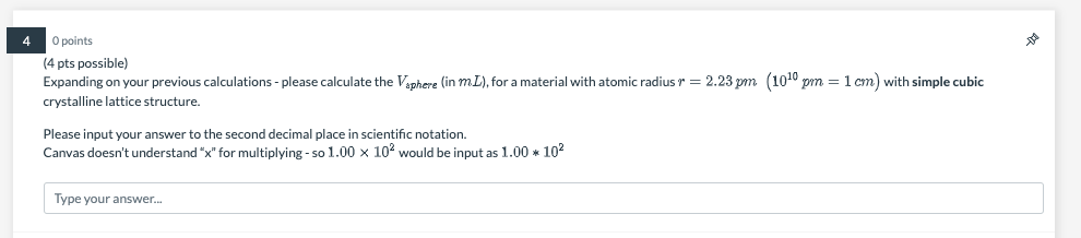 Solved Simple cubic lattice cell Vcell =a3 Click the "Play" | Chegg.com