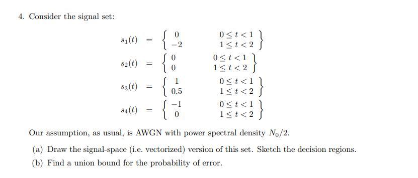 Solved 4. Consider the signal set: | Chegg.com