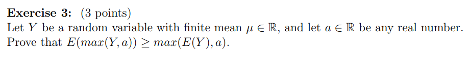 Solved Exercise 3: (3 points) Let Y be a random variable | Chegg.com