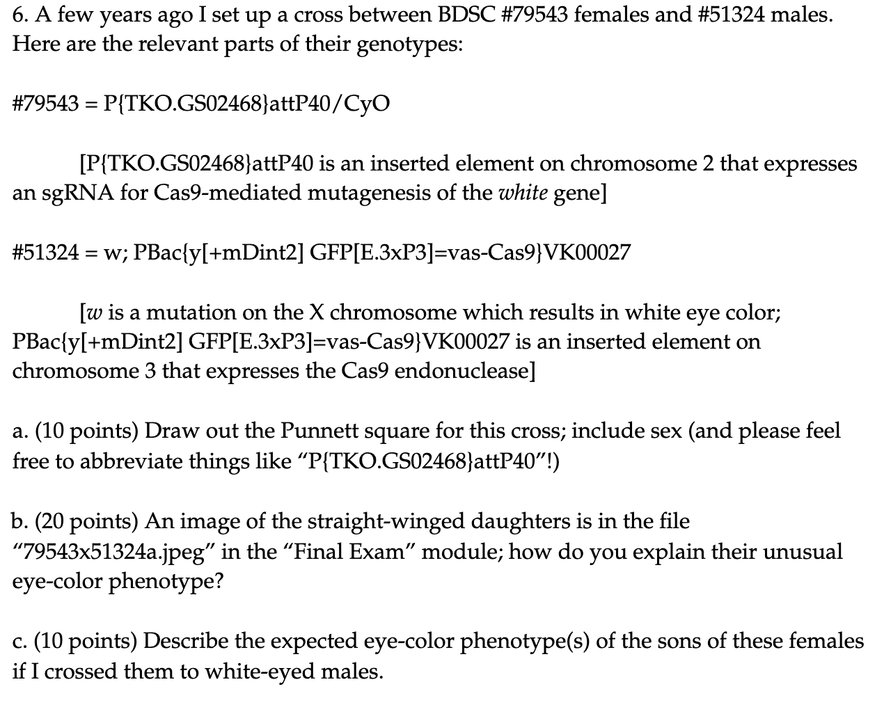 Solved 6. A few years ago I set up a cross between BDSC | Chegg.com
