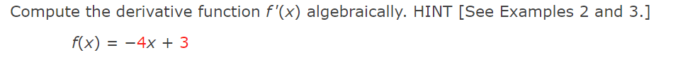 Solved Compute the derivative function f'(x) ﻿algebraically. | Chegg.com