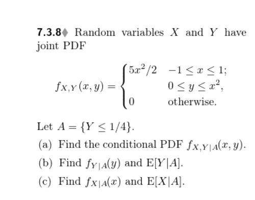 Solved 7.3.8 Random variables X and Y have joint PDF | Chegg.com