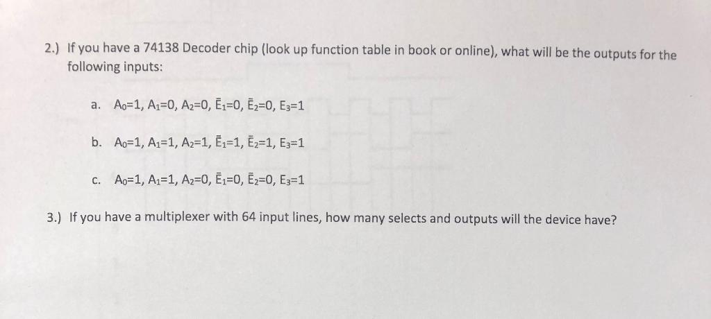 Solved 2.) If you have a 74138 Decoder chip (look up | Chegg.com