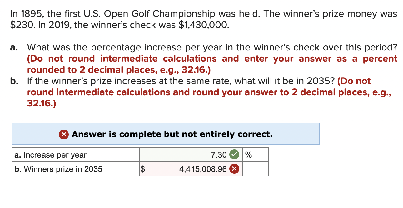 Solved In 1895, the first U.S. Open Golf Championship was | Chegg.com