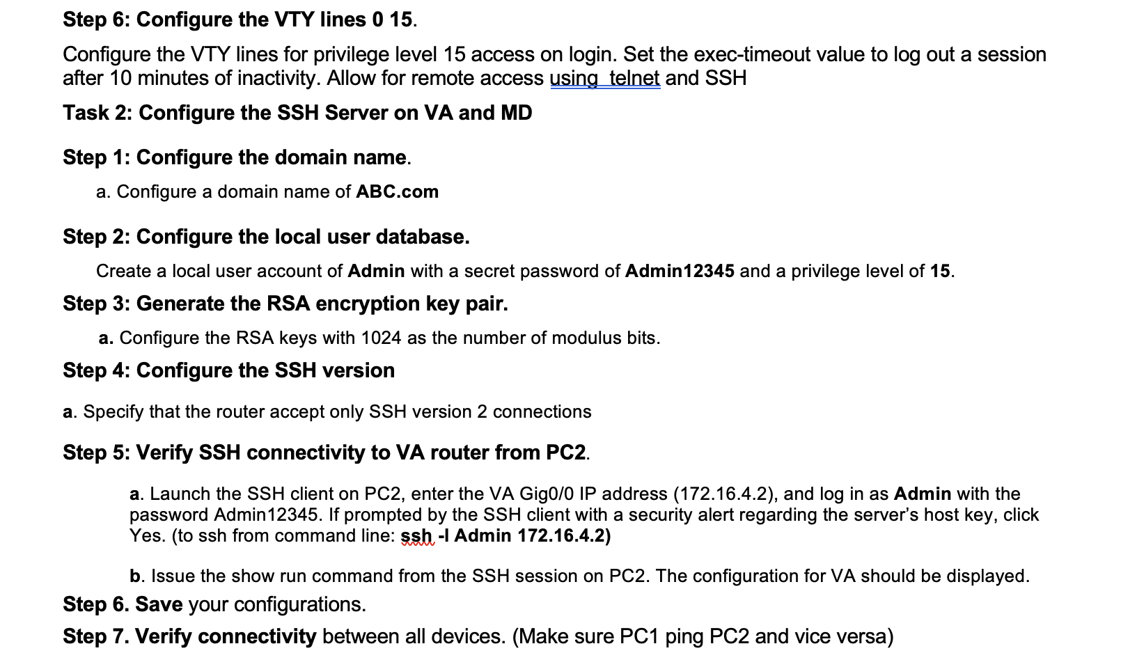 Addressing Table PART 1: Configure Basic Device | Chegg.com