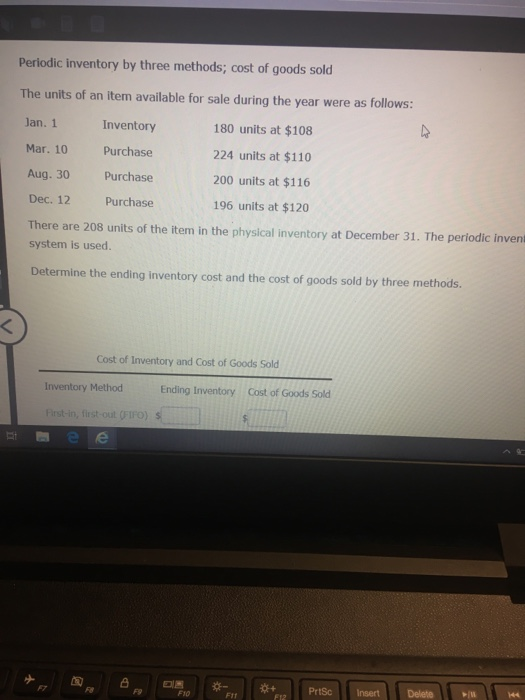 Solved Periodic inventory by three methods; cost of goods | Chegg.com