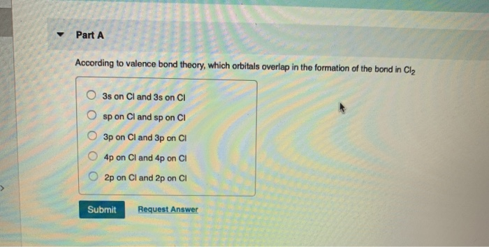 Solved Part A According to valence bond theory, which | Chegg.com