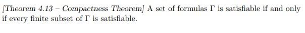 Solved [Theorem 4.13 - Compactness TheoremA set of formulas | Chegg.com
