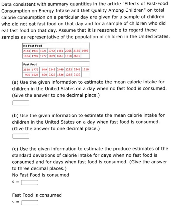 Solved Data consistent with summary quantities in the | Chegg.com