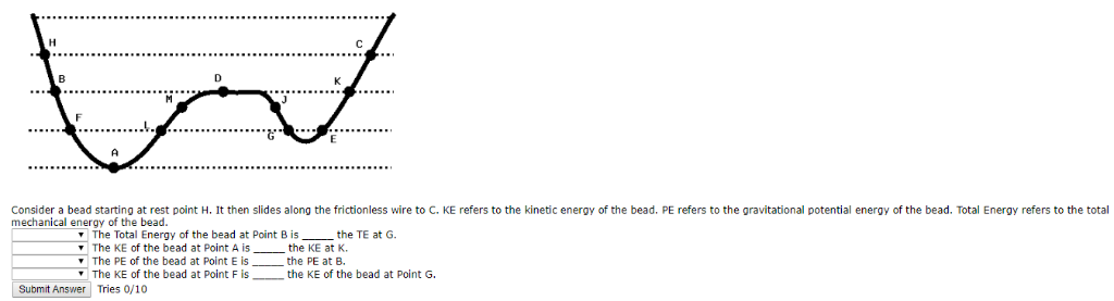 Solved Consider a bead starting at rest point H. It then | Chegg.com