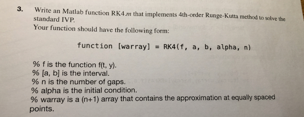Solved Write An Matlab Function Rk4 M That Implements