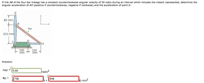 Solved If link AB of the four-bar linkage has a constant | Chegg.com