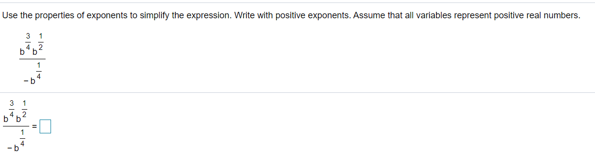 Solved Use the properties of exponents to simplify the | Chegg.com