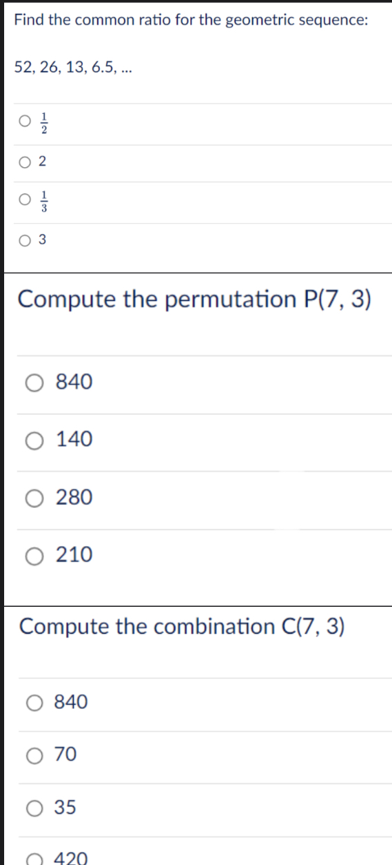 Solved Find the common ratio for the geometric sequence: | Chegg.com