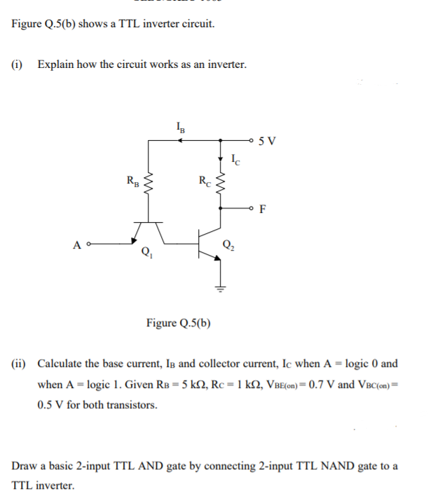 Solved Figure Q.5(b) shows a TTL inverter circuit. (1) | Chegg.com