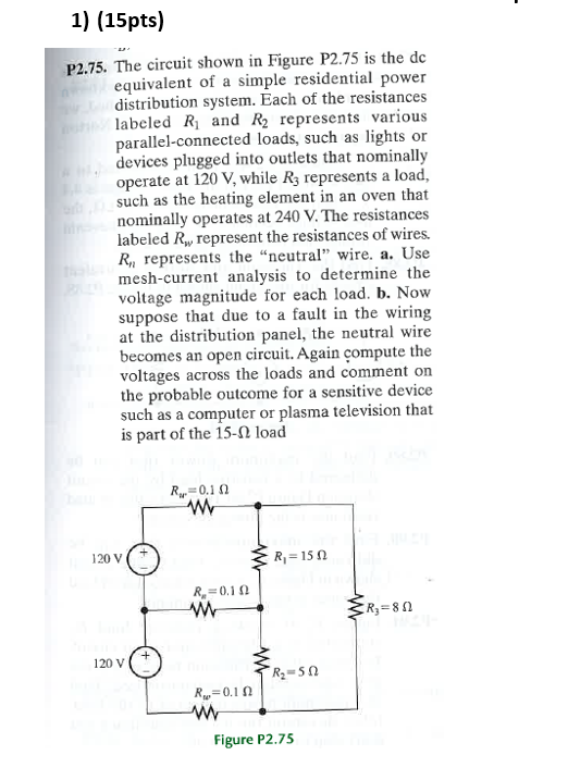 Solved 1) (15pts) P2.75. The circuit shown in Figure P2.75 | Chegg.com