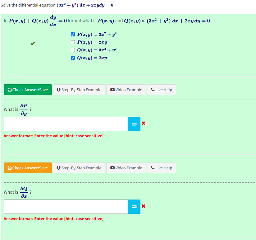 Solved Solve the differential equation (3x2+y2)dx+2xydy=0 In | Chegg.com