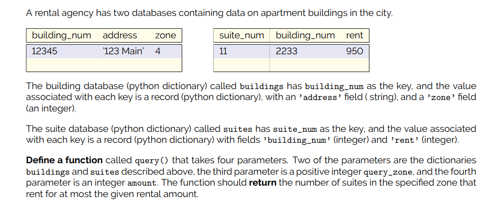 Solved A rental agency has two databases containing data on | Chegg.com