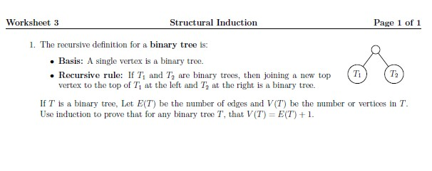 Solved Worksheet 3 Structural Induction Page 1 of 1 1. The | Chegg.com