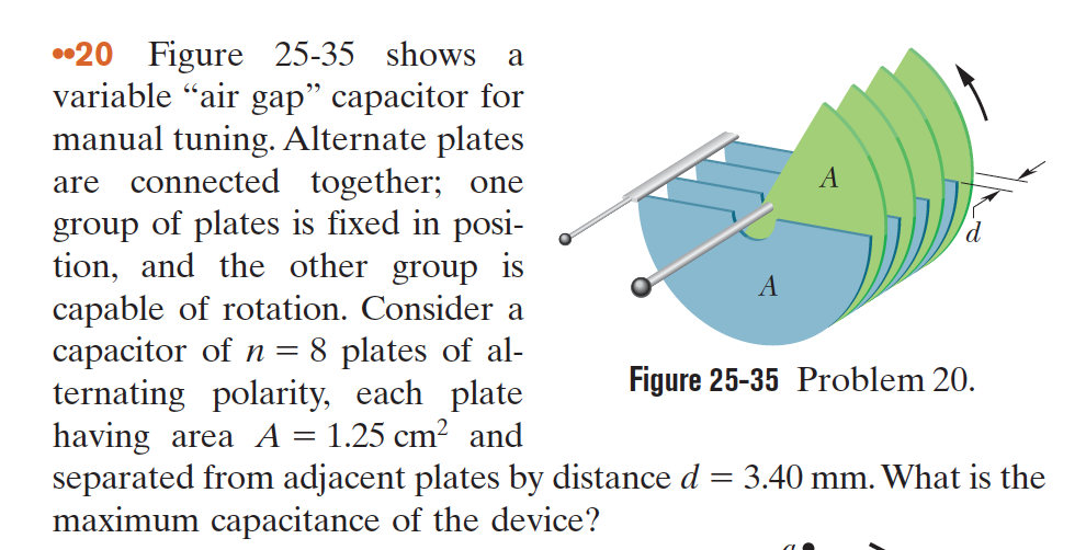 Solved Figure 25-35 shows a variable “air gap” capacitor | Chegg.com