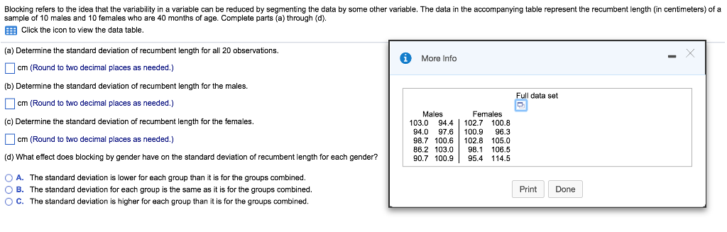 Solved Blocking refers to the idea that the variability in a | Chegg.com