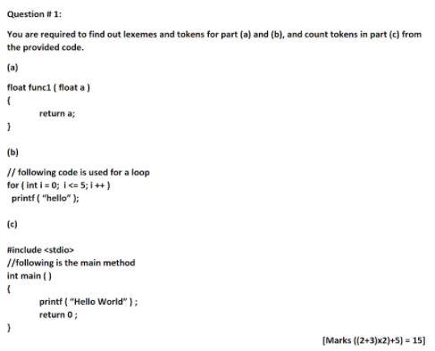 Solved Question #1: You are required to find out lexemes and | Chegg.com