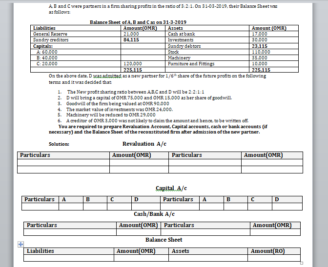 Solved A, B and C were partners in a firm sharing profits in | Chegg.com