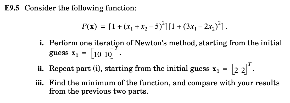Solved E9.5 Consider the following function: | Chegg.com
