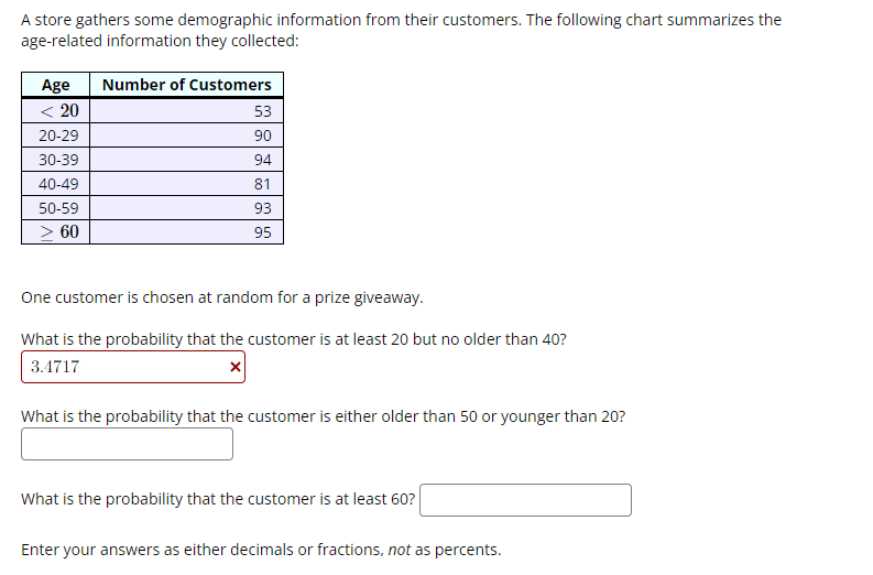 Solved A store gathers some demographic information from | Chegg.com