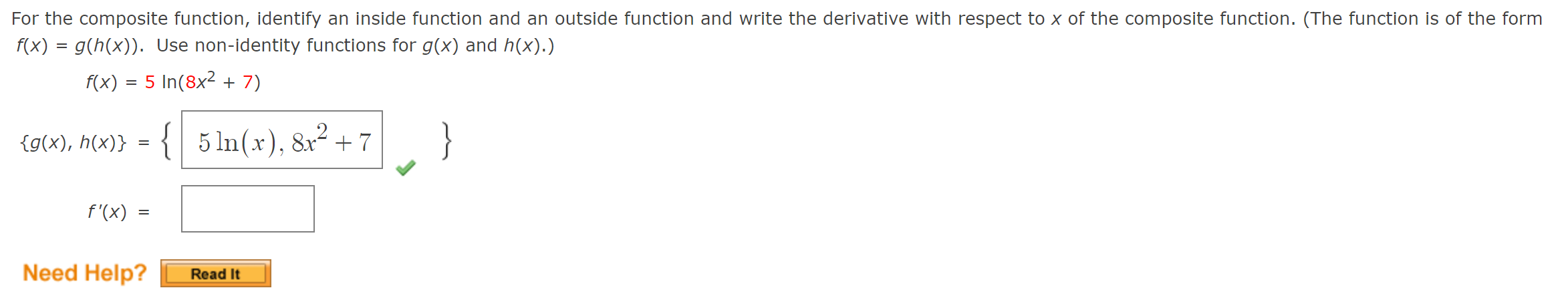 Solved For the composite function, identify an inside | Chegg.com