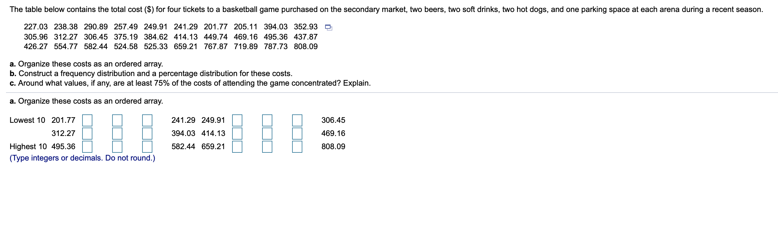 Solved The table below contains the total cost ($) for four | Chegg.com