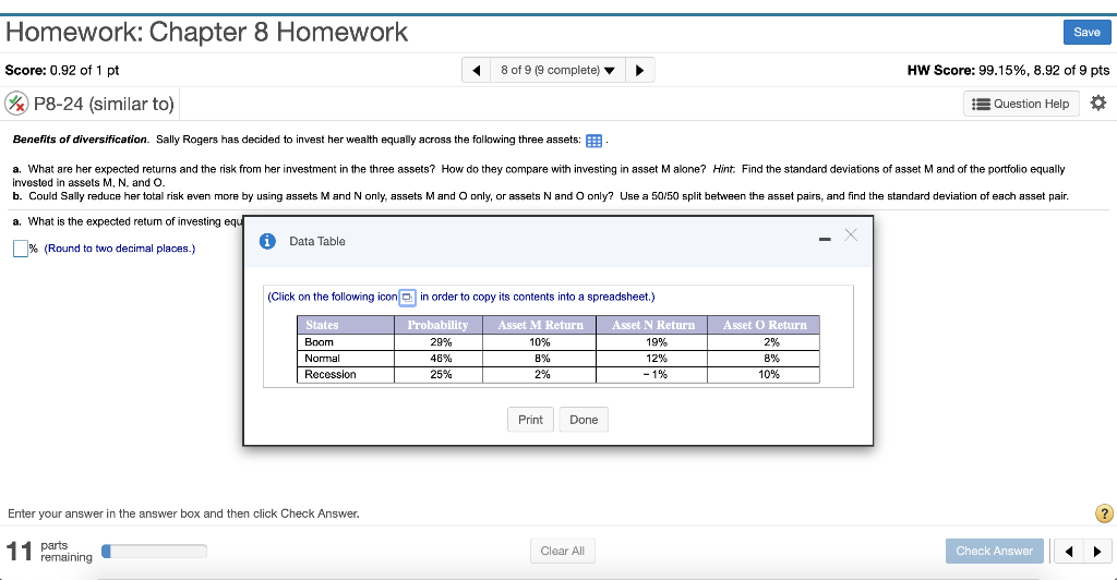 Solved What is the expected return of investing equally in | Chegg.com