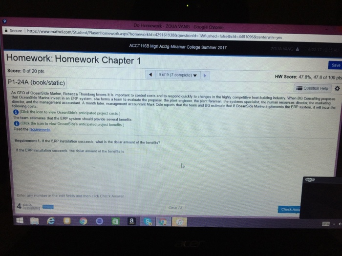 Do Homework ZOUA VANG Google Chrome Secure l | Chegg.com